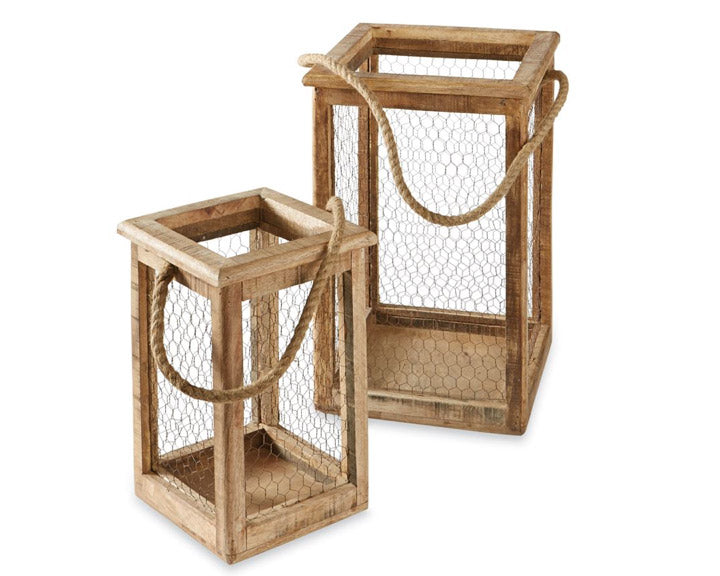 Large rustic chicken wire candle lantern set – JaBella Designs